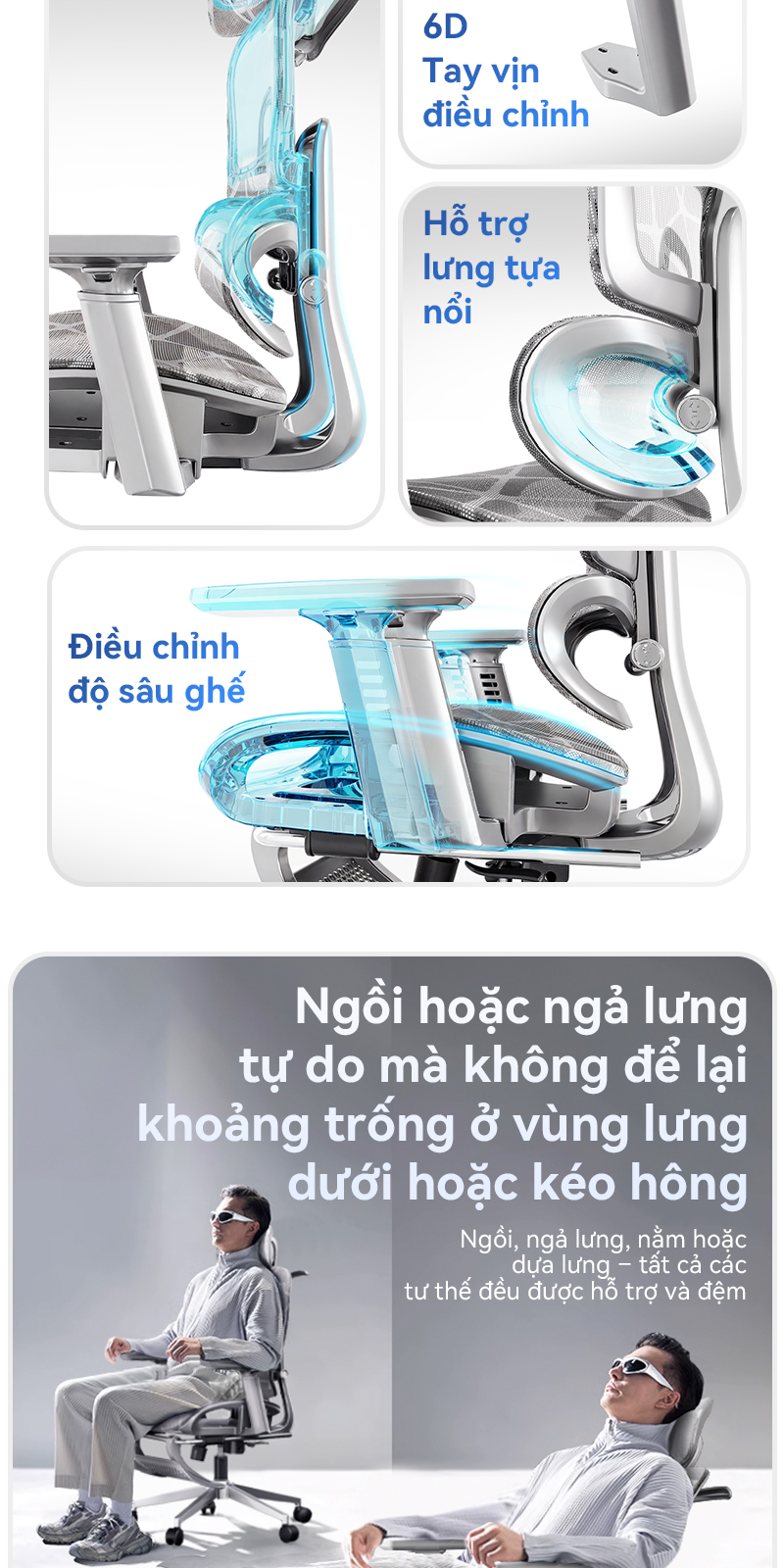 Xpanse LS900 ghế công thái học Nâng cấp chân thép, chịu tải 280KG, đệm ...