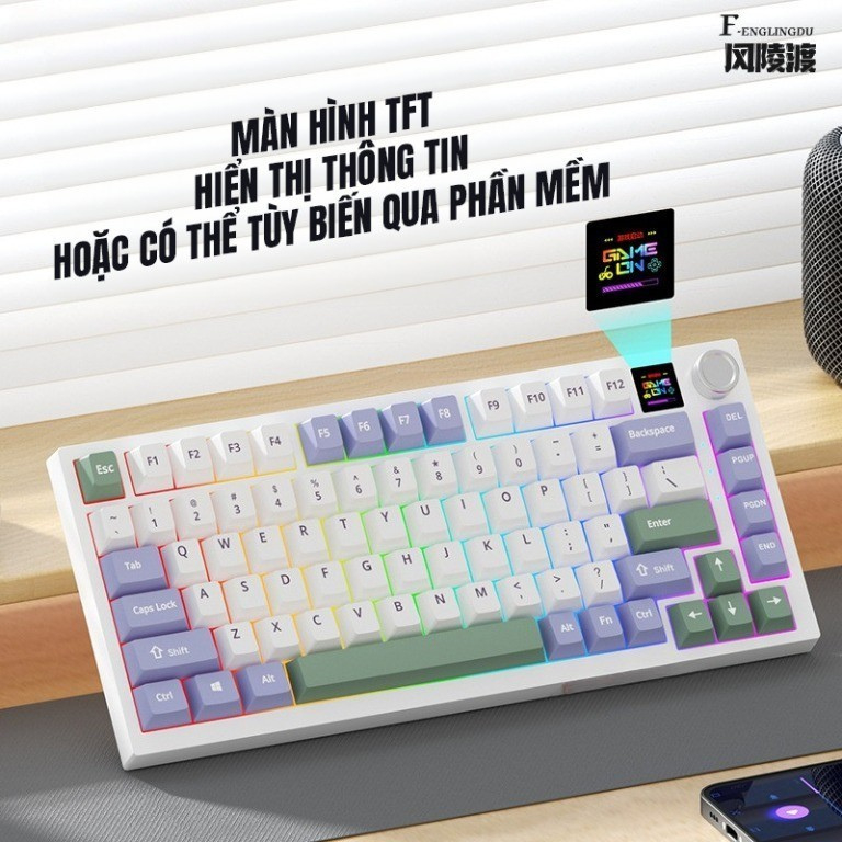 Bàn phím cơ không dây Weikav F75 Pro RGB, 3 Modes kết nối, Màn hình phụ, Núm xoay. | Shopee Việt Nam
