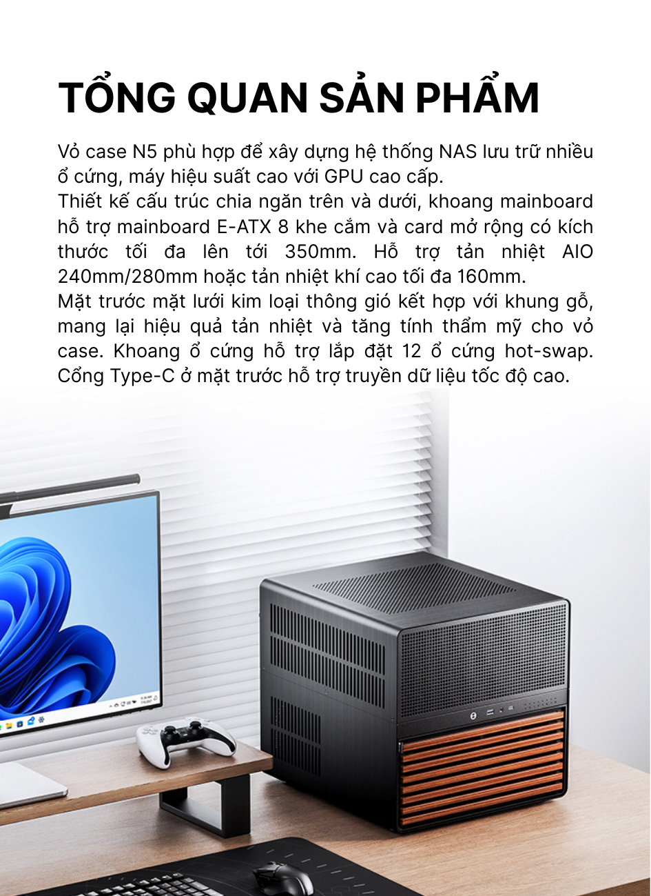 Vỏ Case NAS Jonsbo N4 Black Hỗ Trợ 6xHDD 2xSSD ITX/M-ATX SFX PSU Quạt ...