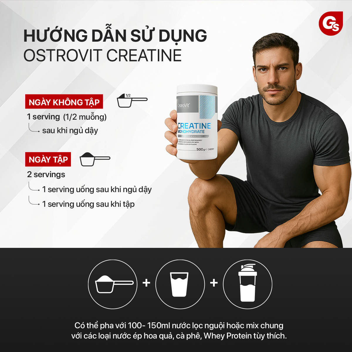 Bột tăng sức mạnh cơ bắp Ostrovit Creatine (Made in Poland) giúp gia ...