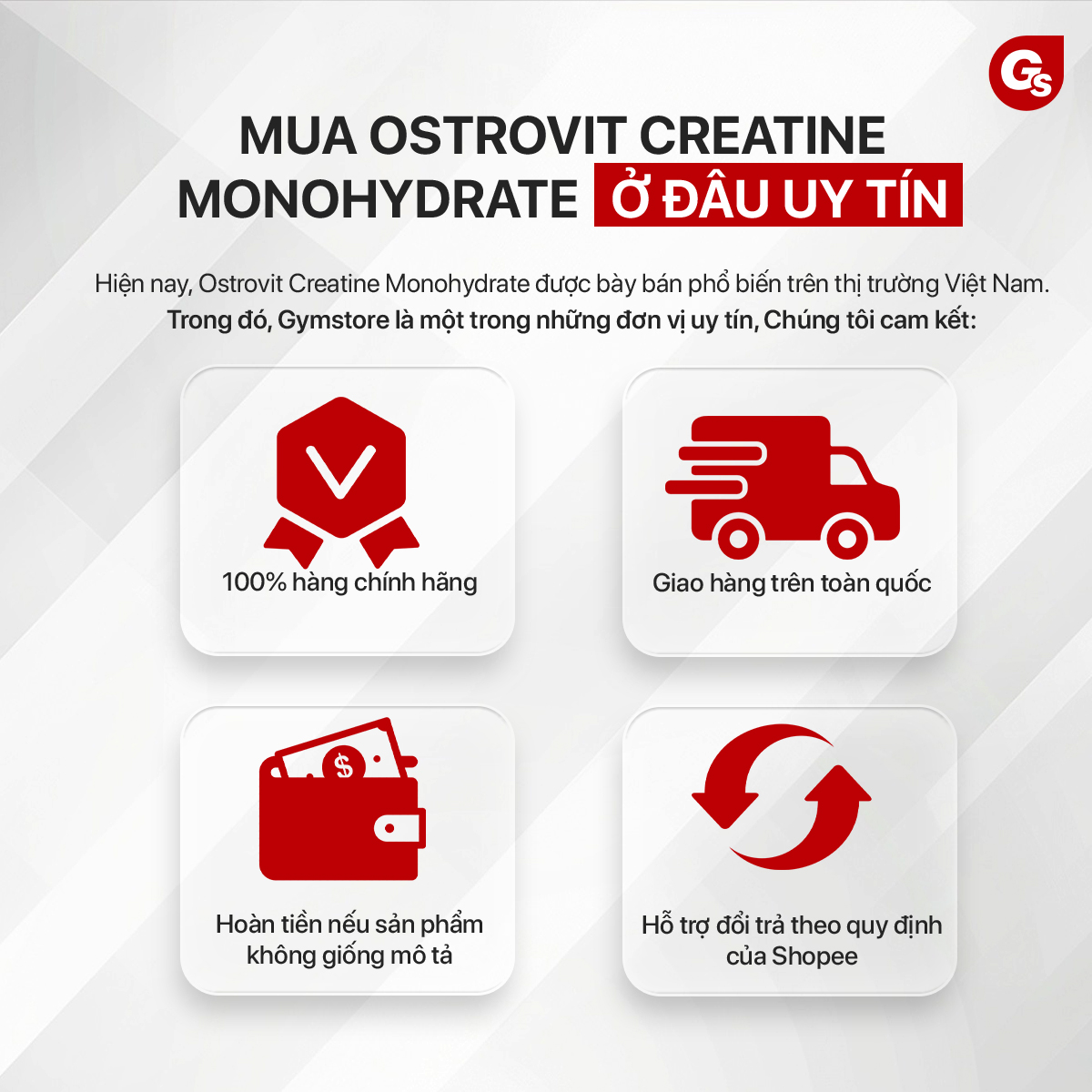 Bột tăng sức mạnh cơ bắp Ostrovit Creatine (Made in Poland) giúp gia ...