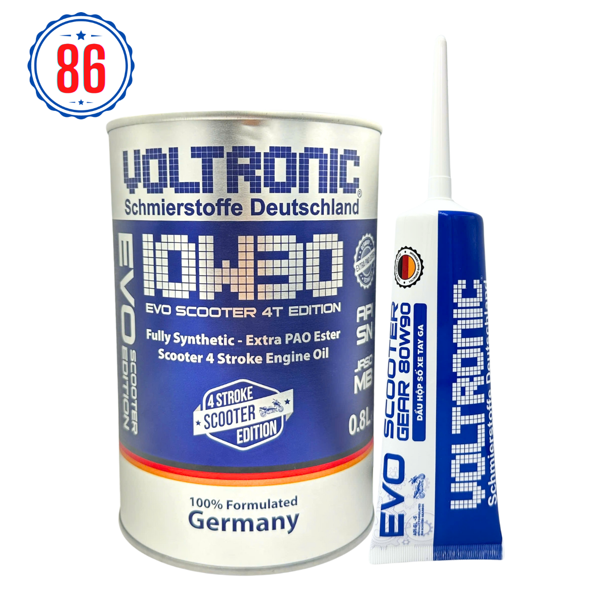 Dầu Nhớt Tổng hợp Xe Tay Ga Voltronic Evo Scooter 10w30 800ml tặng kèm nhớt láp Voltronic 80w90 ...