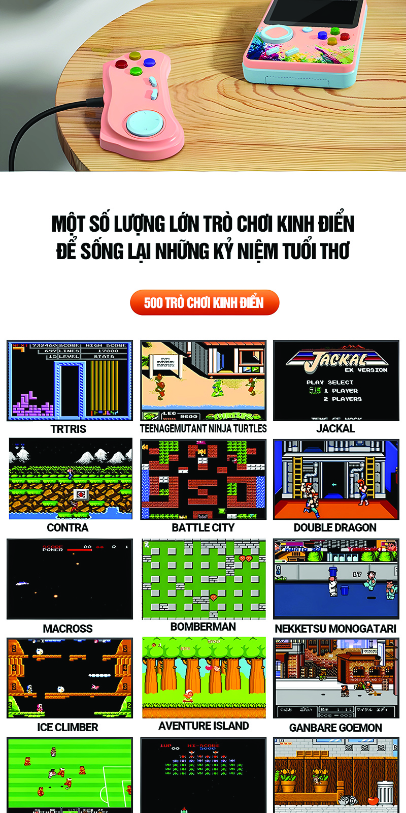 🔥Game Boy Mini Máy chơi game retro 🎮500 trò chơi Hỗ trợ 2 người 📺 Kết ...
