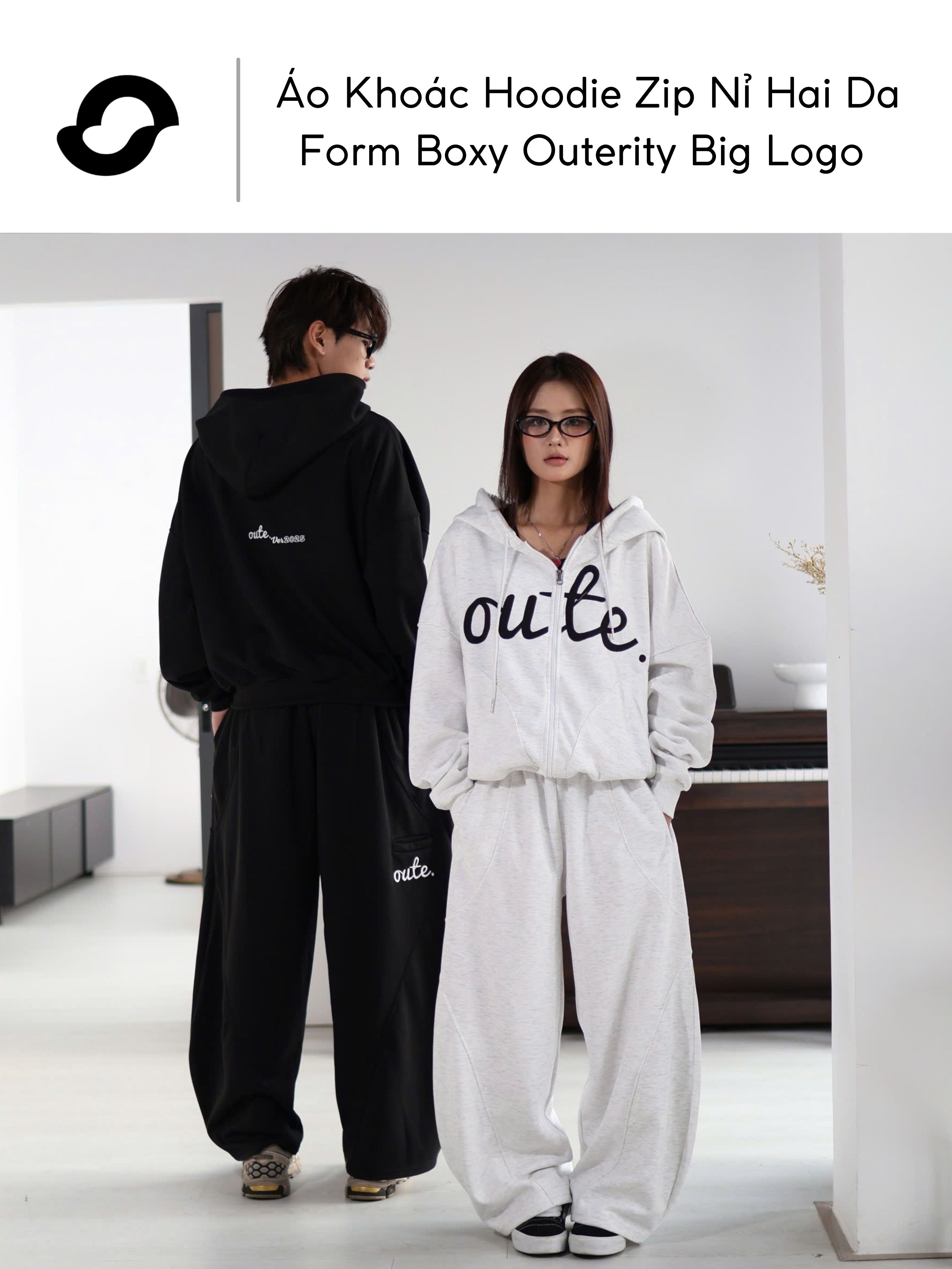 [KHÔNG XÙ LÔNG] Áo Khoác Nỉ Hoodie Zip Outerity Big Logo Form Boxy Nỉ ...