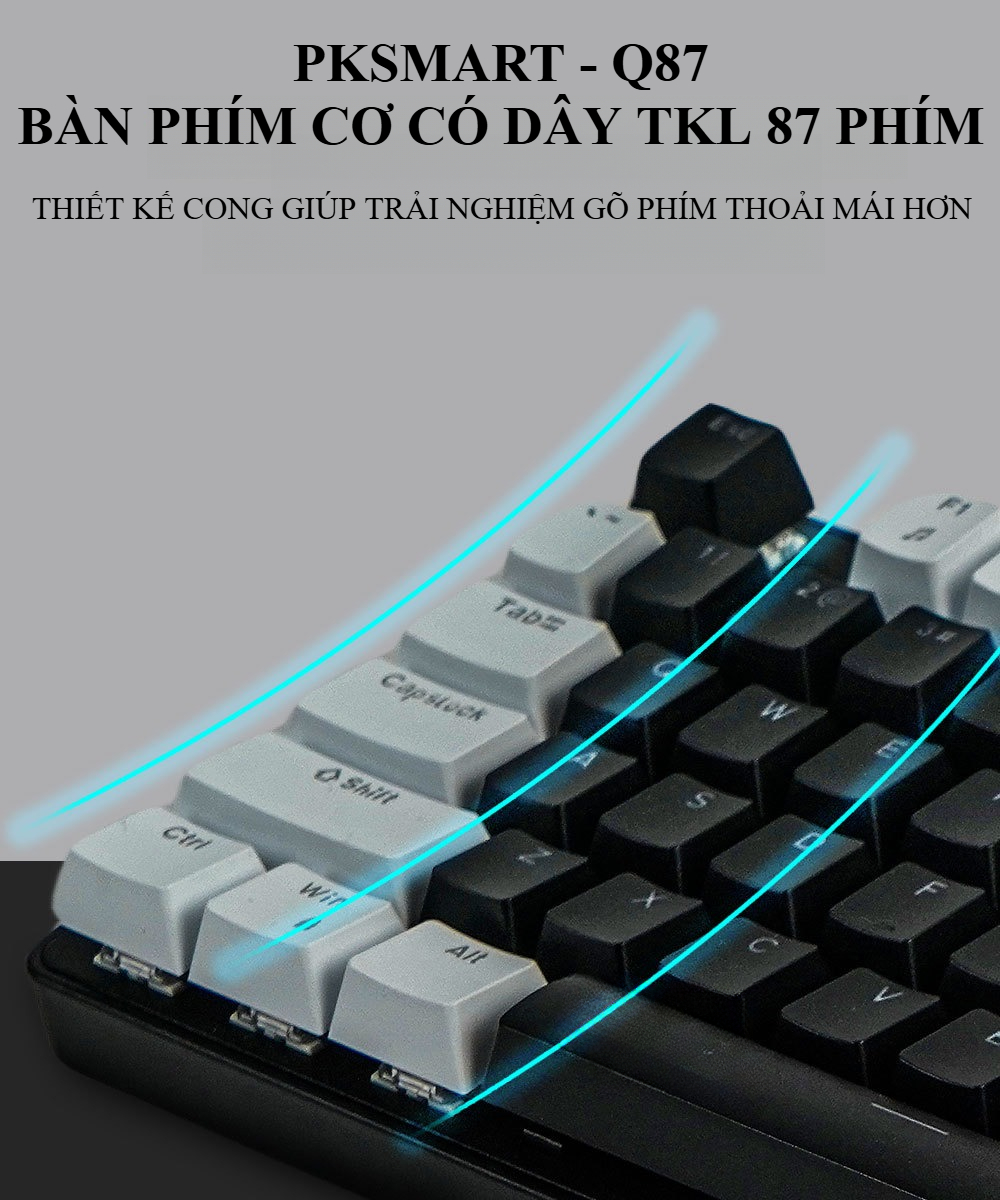 Bàn Phím Cơ Gaming Có Dây TKL 87 Nút - PKSMART - Q87 - Blue Switch - Anti-Ghosting Full Phím ...