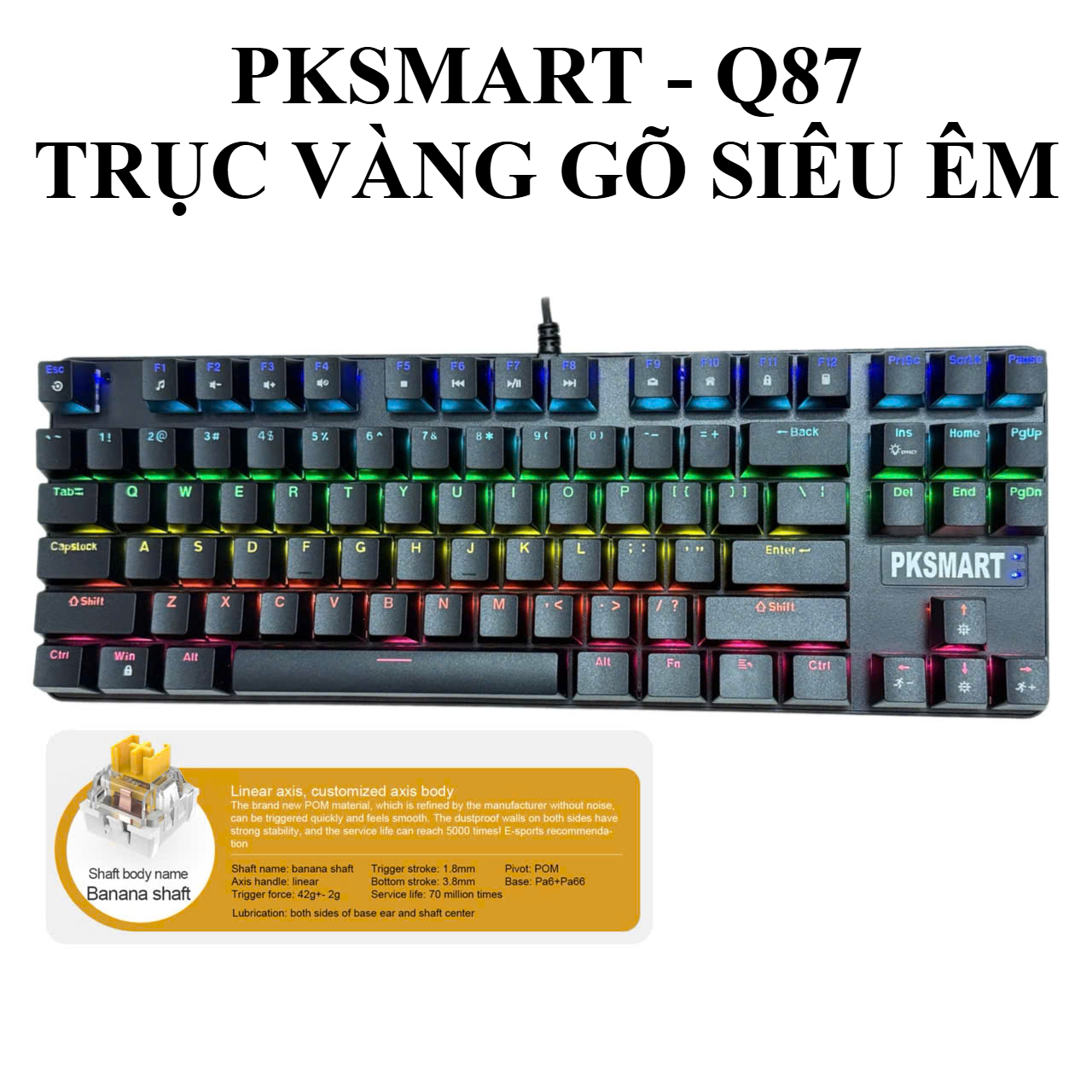 Bàn Phím Cơ Gaming Có Dây TKL 87 Nút - PKSMART - Q87 - Blue Switch - Anti-Ghosting Full Phím ...