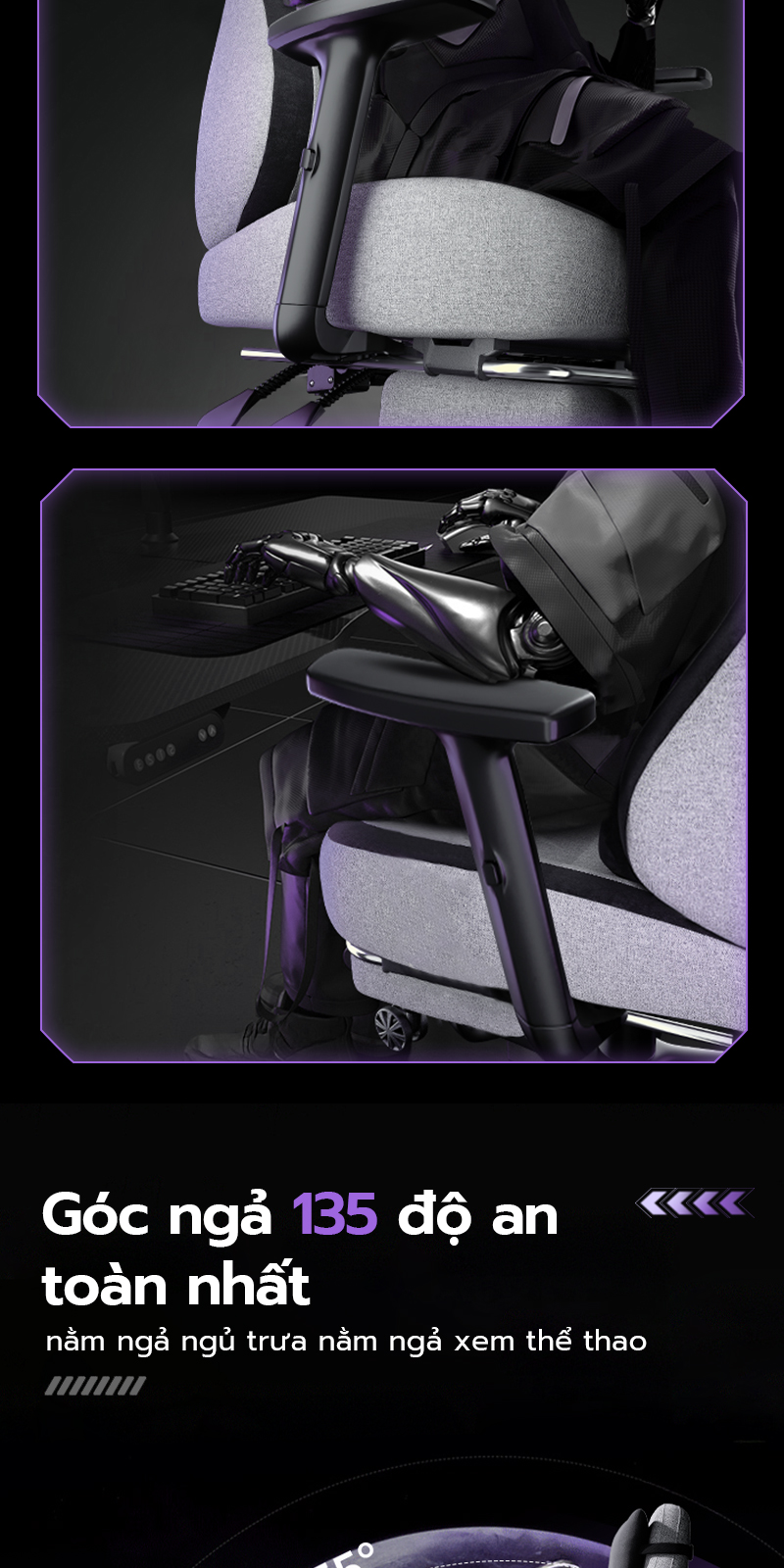Ghế gaming Xpanse 003 – Ghế chơi game công thái học, đệm không cánh nâng cấp, vải Nano-Tech, tựa ...