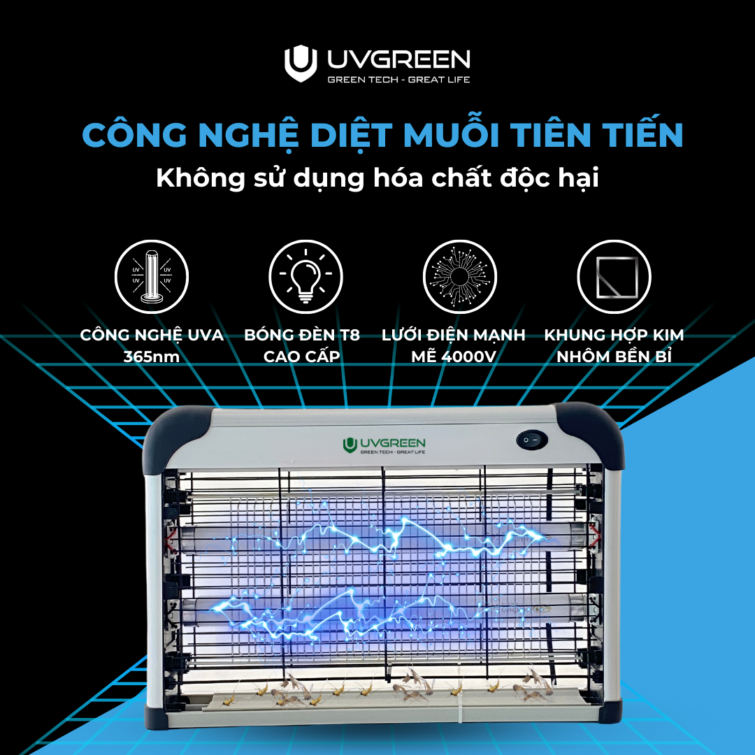 [UVG] Máy Bắt Muỗi, Ruồi Và Côn Trùng Thông Minh UVGREEN (Hiệu quả đến 80m2), Công Suất 16W, An ...