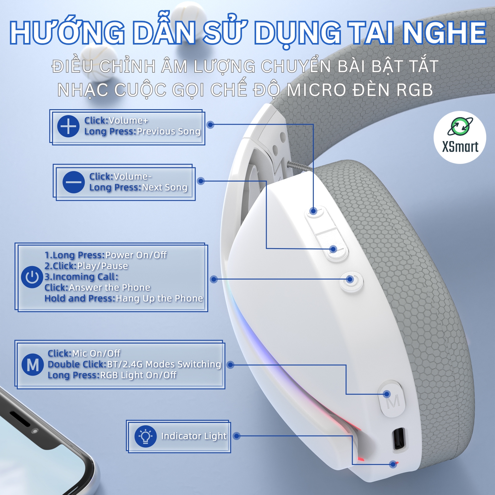 Tai Nghe Gaming Chụp Tai Không Dây Attack Shark L90 LED RGB Micro, Bluetooth 5.3, App Macro, Pin ...