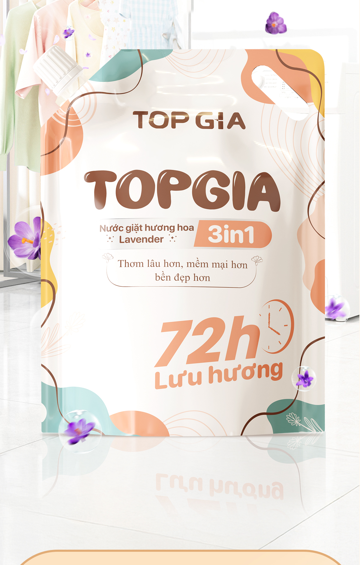 (MUA 2 TẶNG 1) Nước giặt xả TOPGIA 3in1 đánh bay vết bẩn cứng đầu, dịu ...