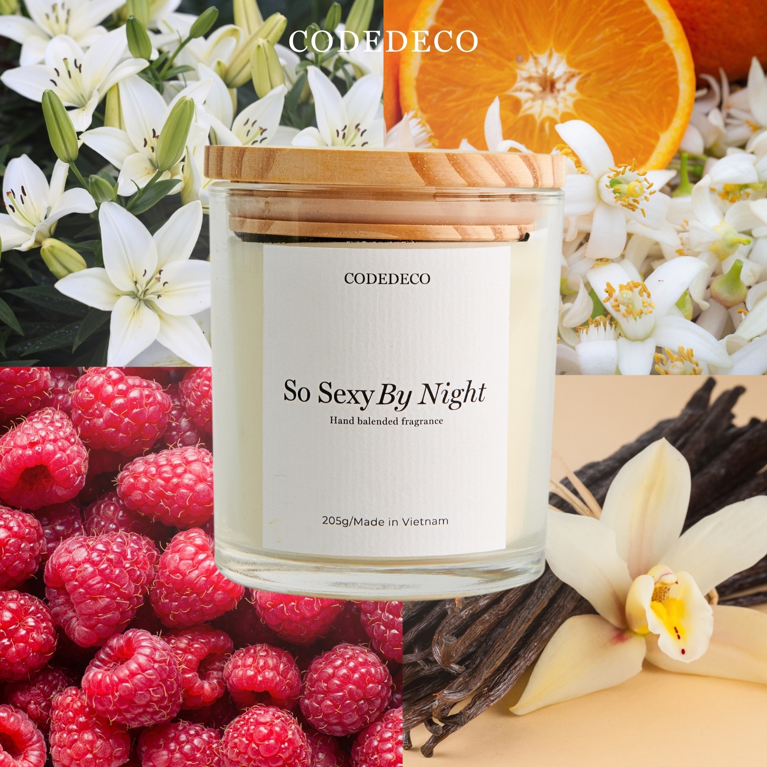 Nến thơm hương nước hoa CODEDECO 105g, 205g - 3 tầng hương Nhẹ nhàng, Sang trọng, Thanh lịch ...