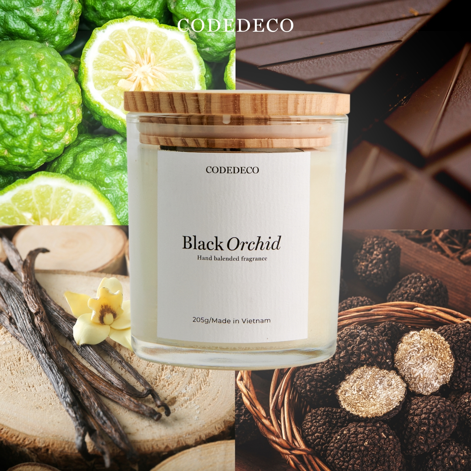 Nến thơm hương nước hoa CODEDECO 105g, 205g - 3 tầng hương Nhẹ nhàng, Sang trọng, Thanh lịch ...