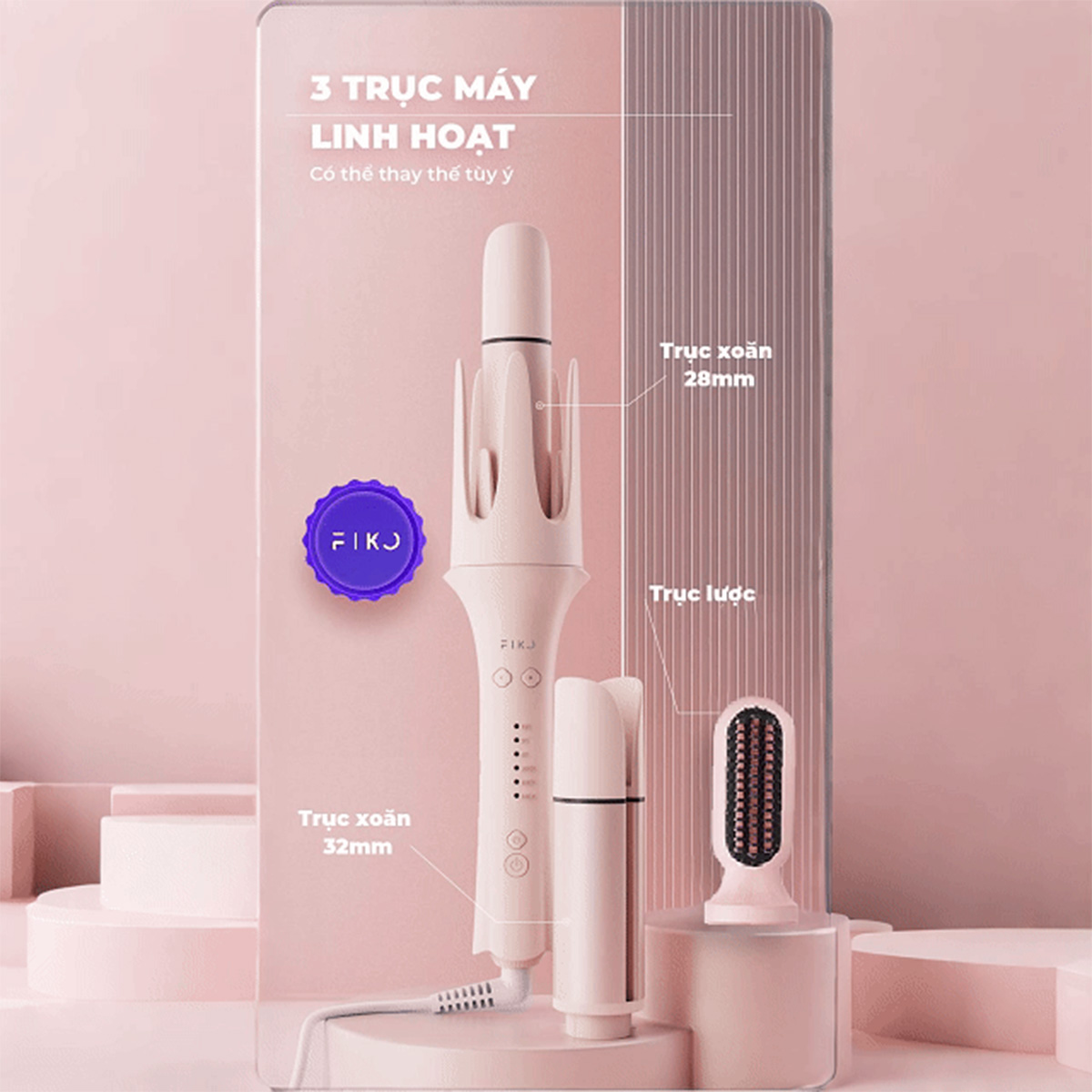 Máy uốn tóc tạo kiểu ion âm 3in1 FIKO HC9 - 1 trục lược, 2 trục uốn ...