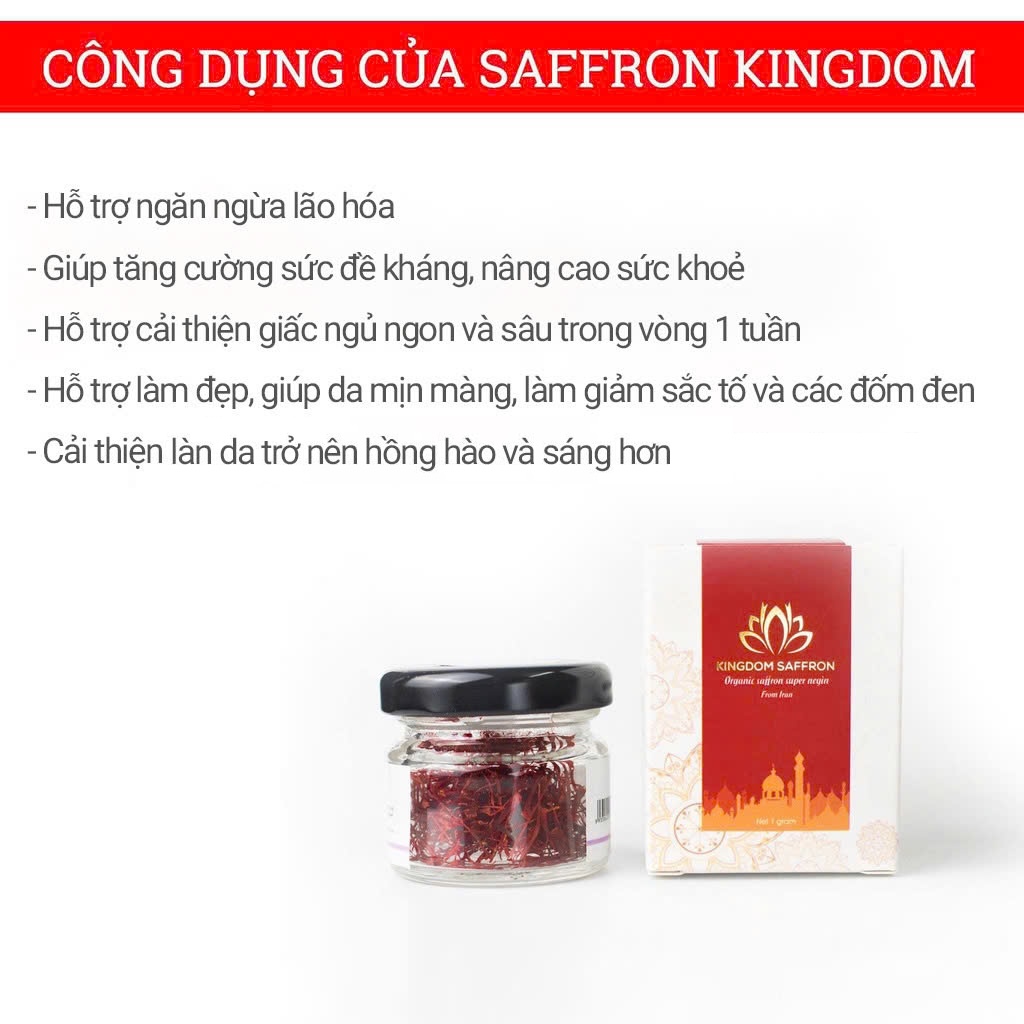 Saffron nhụy hoa nghệ tây Kingdom Herb Iran hữu cơ chính hãng thượng hạng hộp 0.2 gram - KQ ...