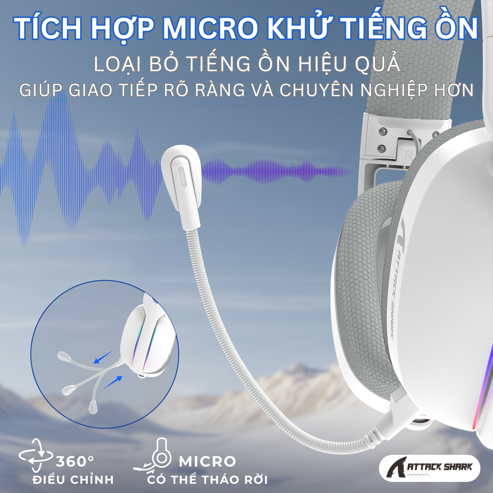 Tai Nghe Gaming Attack Shark L90 - LED RGB, Micro Chống Ồn, App Tùy Chỉnh Nâng Cao Kết Nối Mọi ...