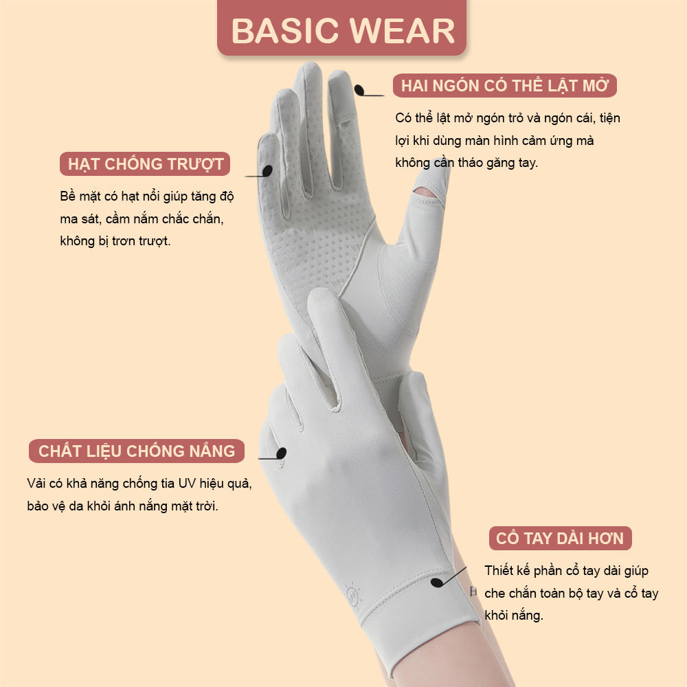 Găng Tay Chống Nắng UPF 50+ chống tia UV/Chống trượt/Chống Nắng Có Thể Chạm Màn Hình Cảm Ứng GT1 ...