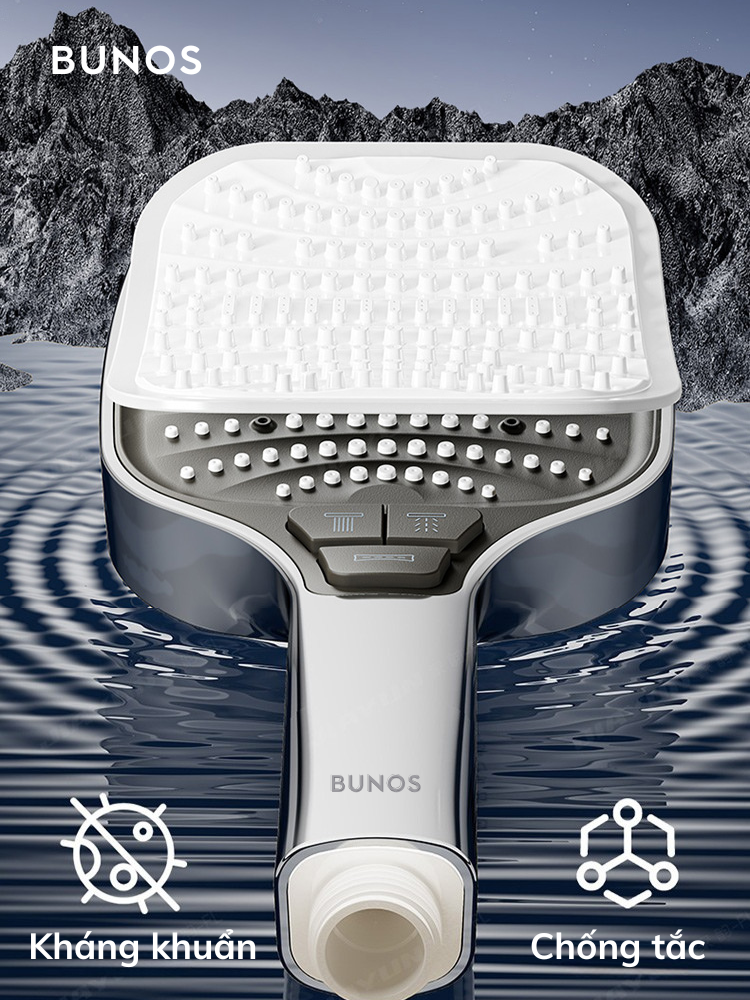 Vòi sen tăng áp BUNOS phun 8 chế độ nước, kích thước lớn, bấm để chuyển ...