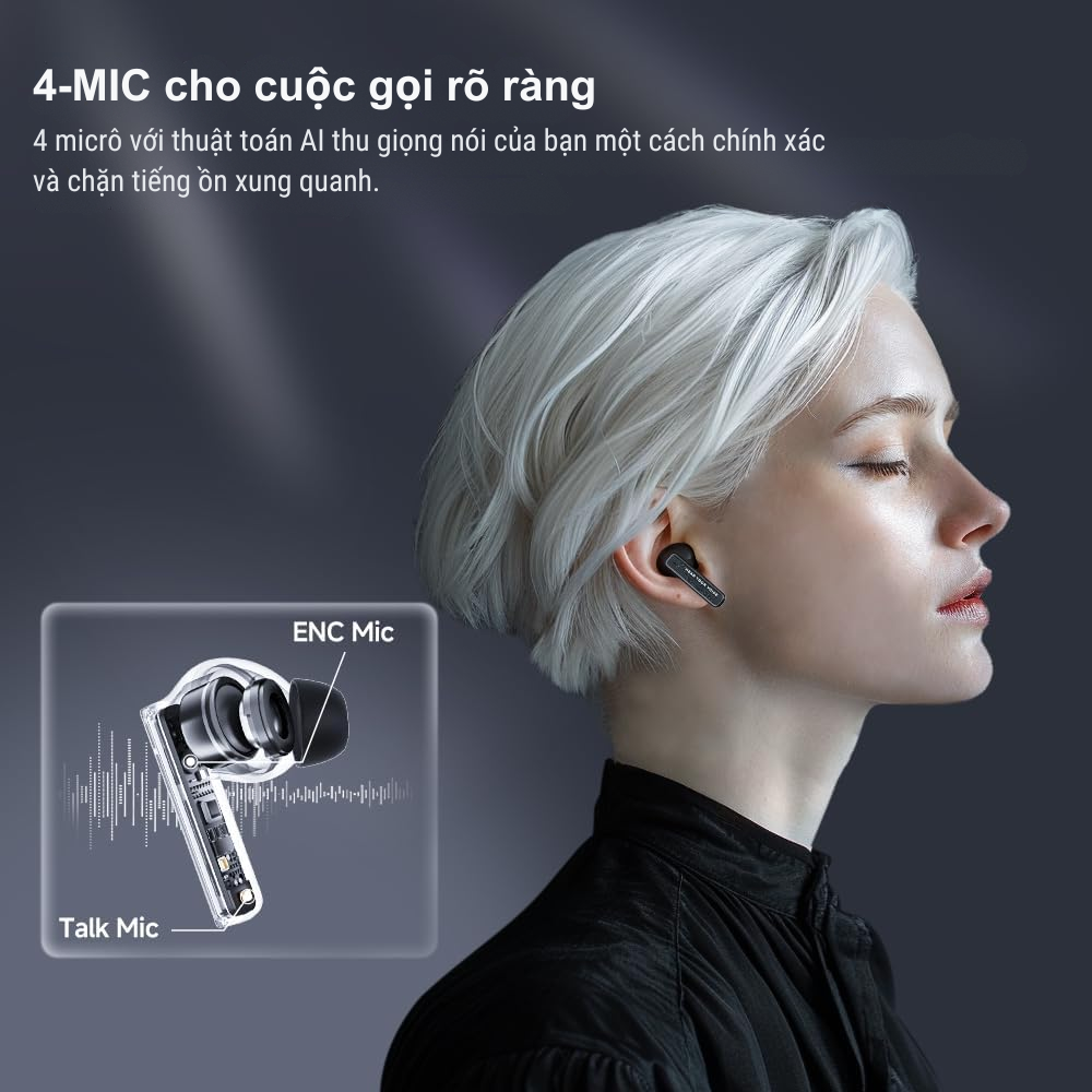 Tai nghe QCY MELOBUDS NEO, chống nước IPX5, độ trễ thấp 68ms, 4 micro kết hợp thuật toán AI, nhỏ ...