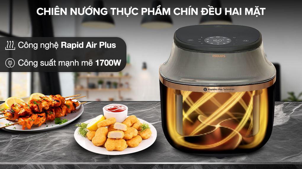 Nồi Chiên Không Dầu Philips NA332, Dung Tích 6,2L, Công Nghệ RapidAir ...