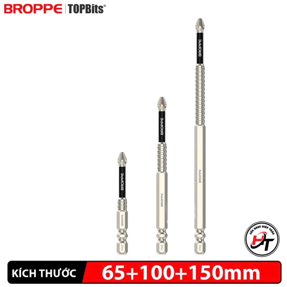 Bộ 3 mũi vít chống trượt BROPPE đầu bắn vít ph2 bắt chữ thập chống gãy từ tính cao chuôi lục ...