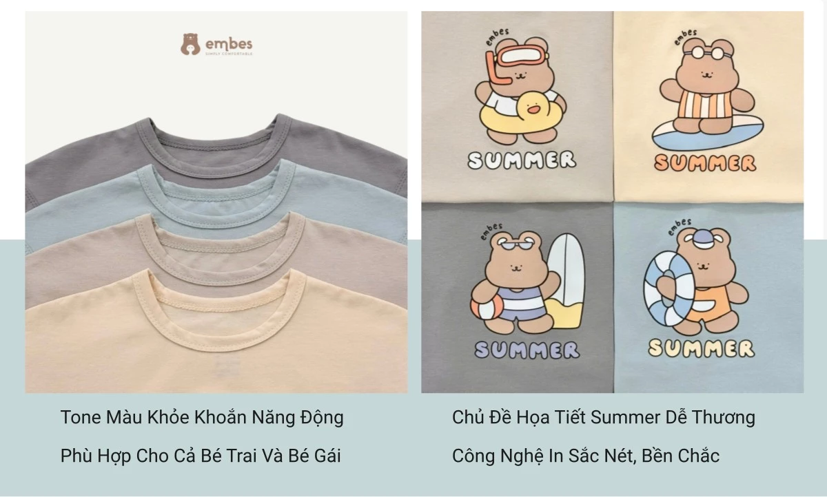 Bộ Hè Cho Bé Trai Embes, Bộ Tank Top In Hình Embes Summer Chất Cotton ...