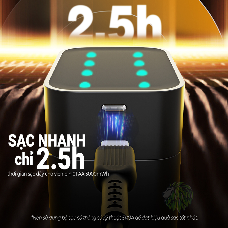 Sạc pin Beston AA AAA M7037 1.5V dùng cho pin 2A 3A sạc cùng lúc 8 viên, cổng sạc type-C, sạc ...