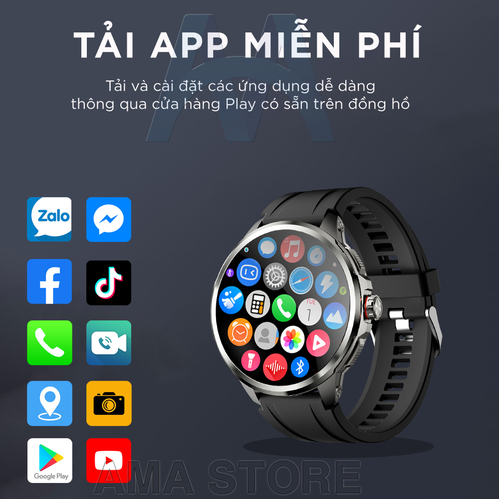 Đồng hồ Thông minh AMA Watch H99 RAM 8+256GB lắp sim nghe gọi độc lập ...