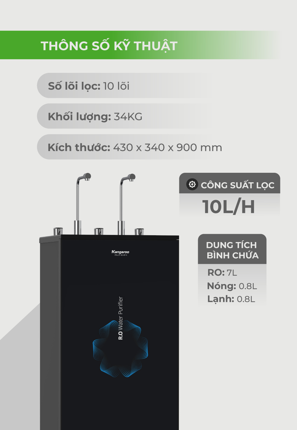 [MIỄN PHÍ LẮP ĐẶT] Máy lọc nước Kangaroo 10 lõi RO nóng lạnh Infinity ...