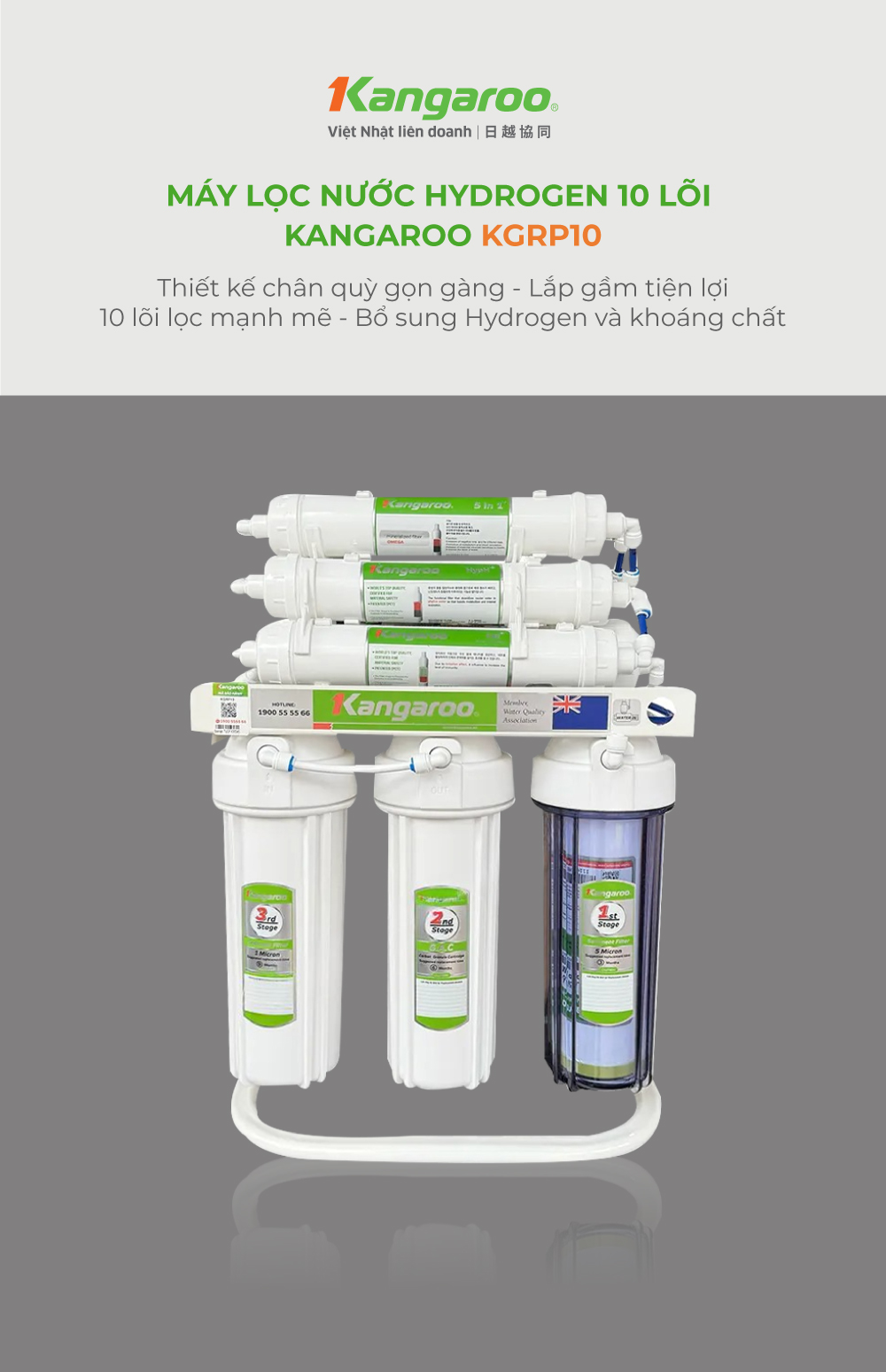 [MIỄN PHÍ LẮP ĐẶT] Máy lọc nước Hydrogen Kangaroo RO chân quỳ 10 lõi ...