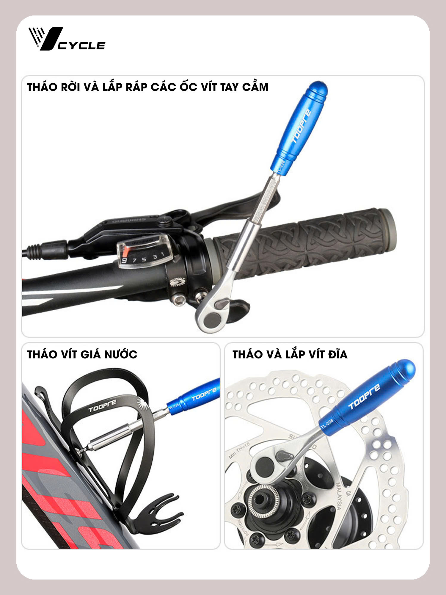 [Chính hãng Toopre] Bộ dụng cụ sửa chữa xe đạp đa năng 20 chi tiết ...