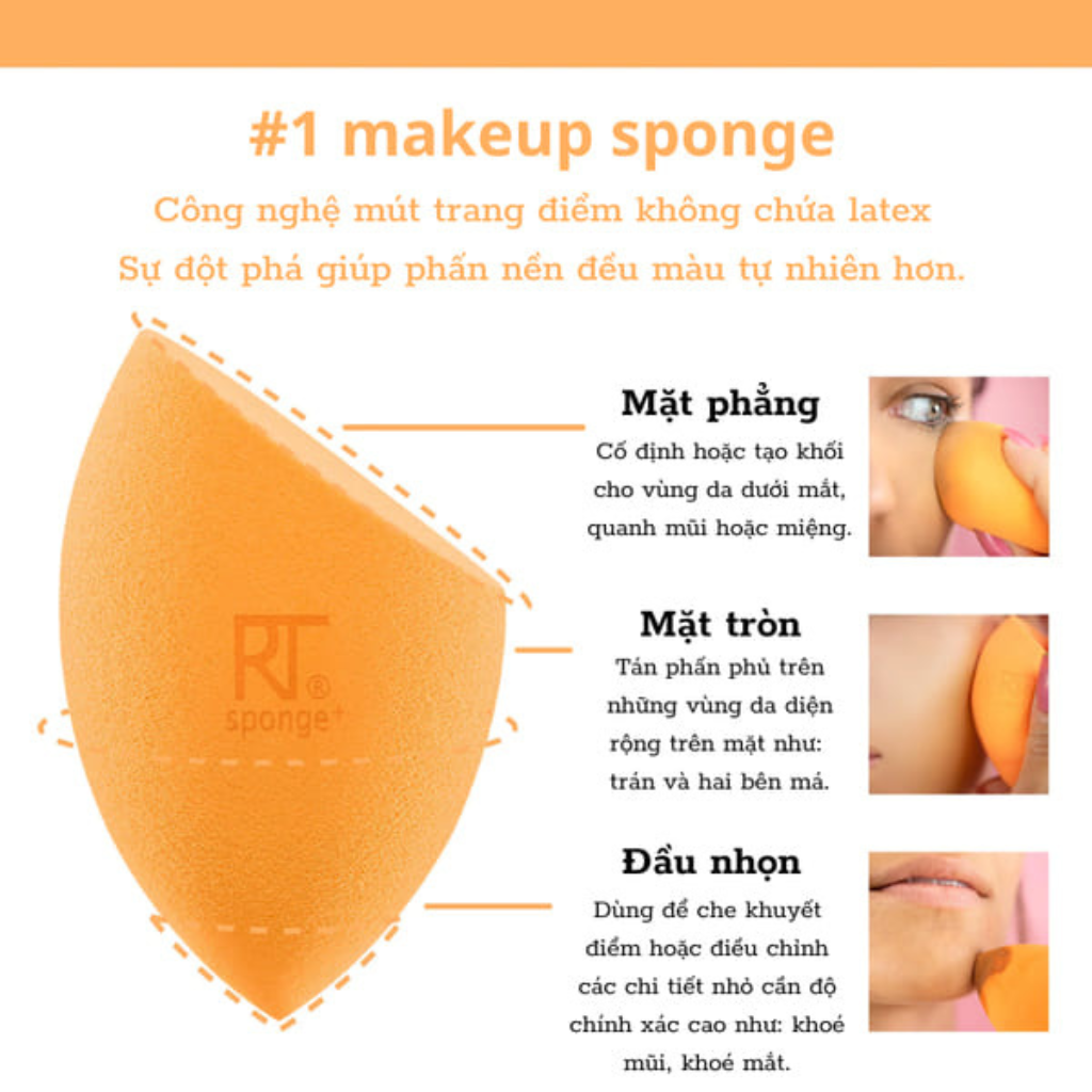 Mút trứng cam mẫu mới RT Real Techniques miracle complexion sponge (không hộp) | Shopee Việt Nam