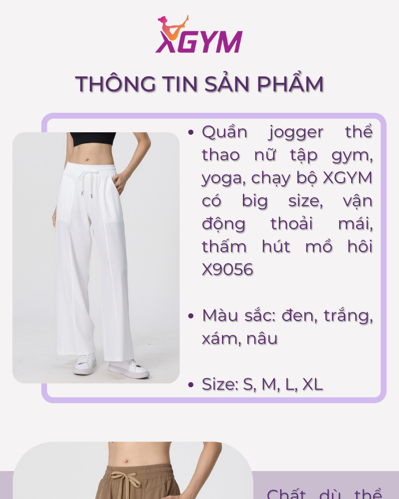 Quần thể thao dài lưng cao ống suông rộng cho nữ tập gym,yoga,chạy bộ, đạp xe XGYM có big size ...
