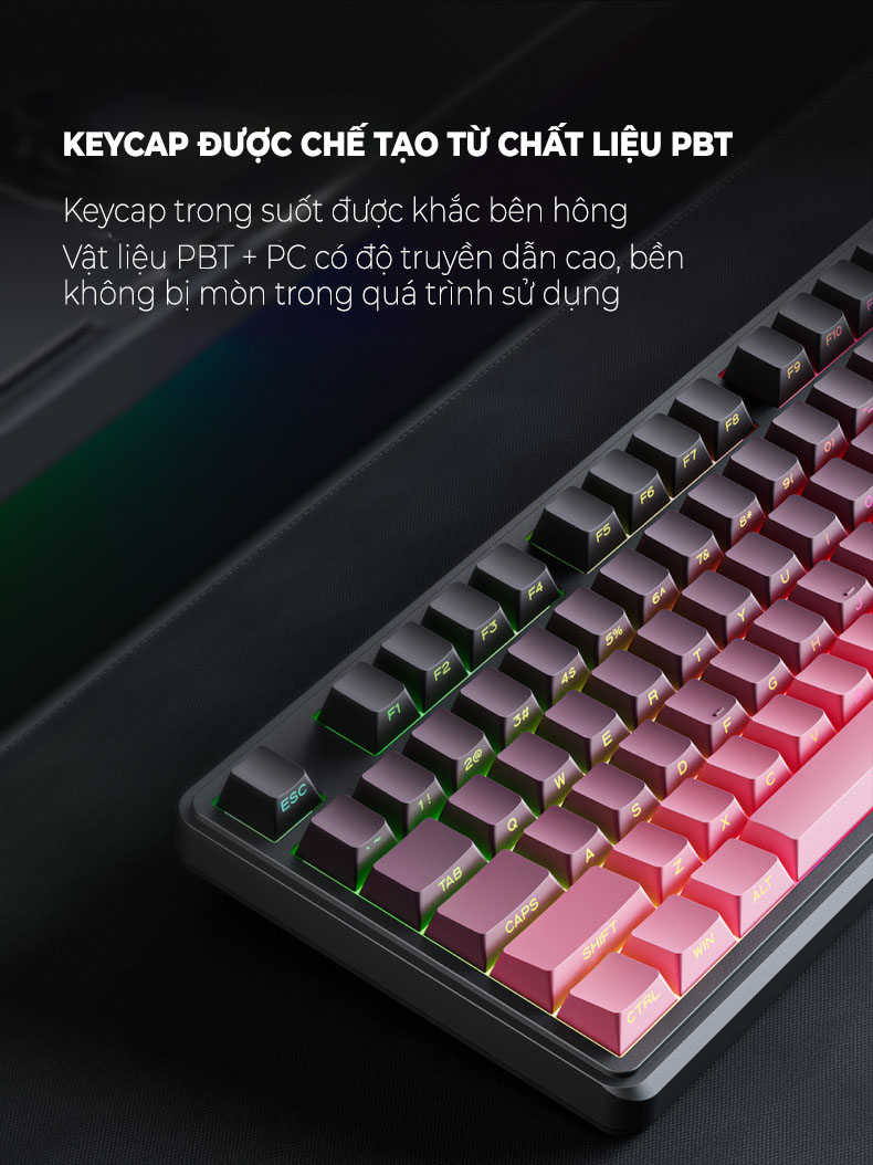 Bàn Phím Eweadn V102 Ba Mode Kết Nối Bluetooth 5.0 + 2.4GHz + Cắm Dây, Pin 5000mAh, Keycap PBT ...