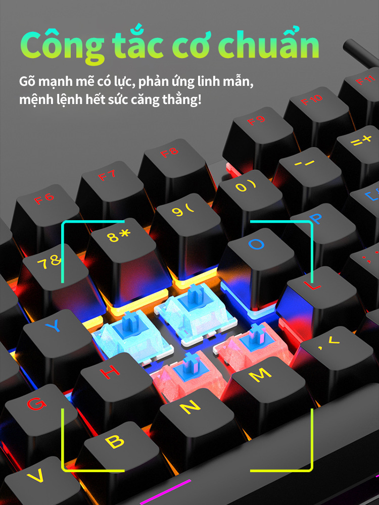 Bàn phím cơ gaming VOVOVA 104 phím Blue Switch LED RGB chống ghosting ...