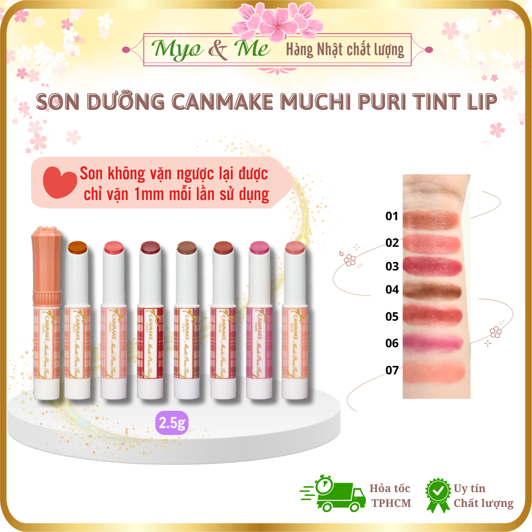 Son Dưỡng Môi Có Màu Canmake Muchi Puri Tint Lip 2.5g – Dưỡng Ẩm, Căng ...