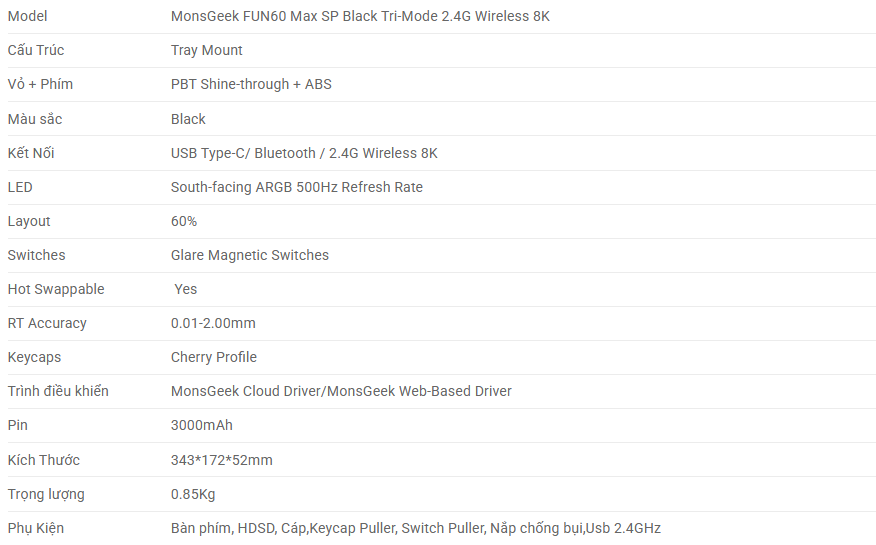 Bàn phím cơ Monsgeek FUN60 Pro / Max SP Magnetic Switches Tri-mode 8K - Hàng chính hãng | Shopee ...
