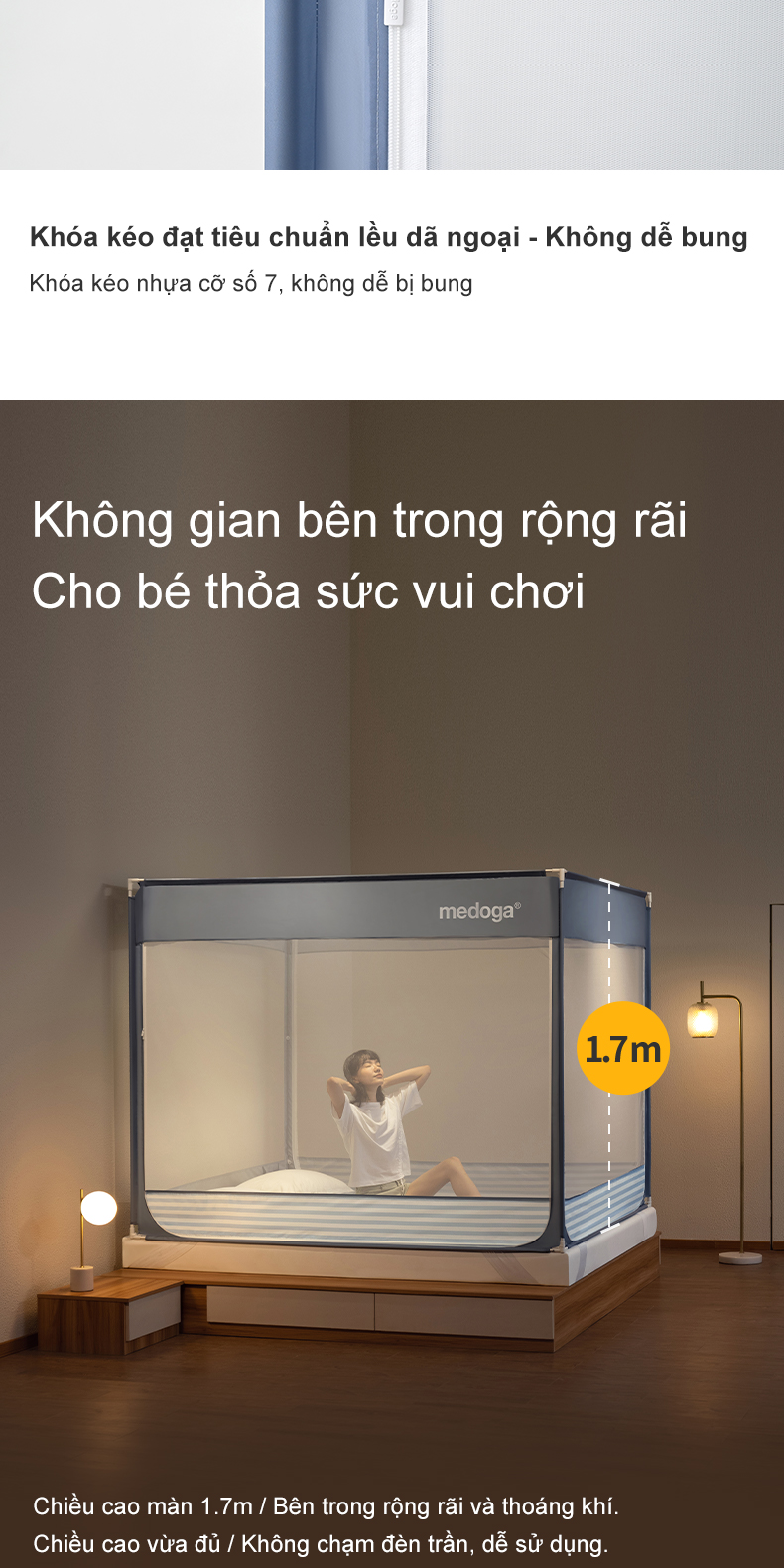 [CHUYÊN DỤNG] Mùng Chống Ngã Medoga - Mùng Khung Vuông | Chống Muỗi ...