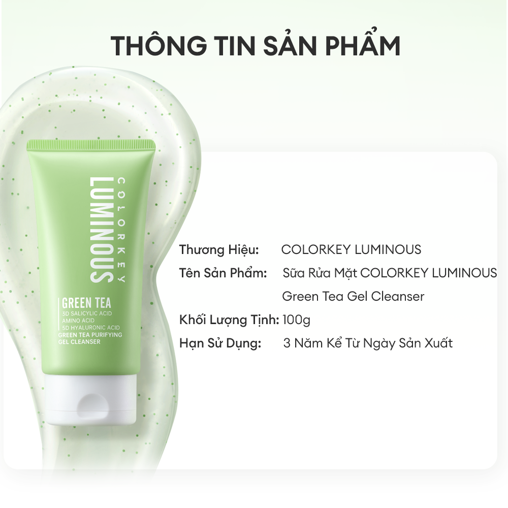 [NEW] Sữa Rửa Mặt Trà Xanh COLORKEY LUMINOUS giúp loại bỏ dầu nhờn ...