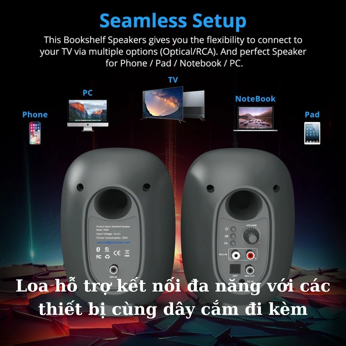 Loa vi tính máy tính để bàn BESTISAN SR06 PRO, loa kiểm âm bluetooth pc gaming công suất 50W ...