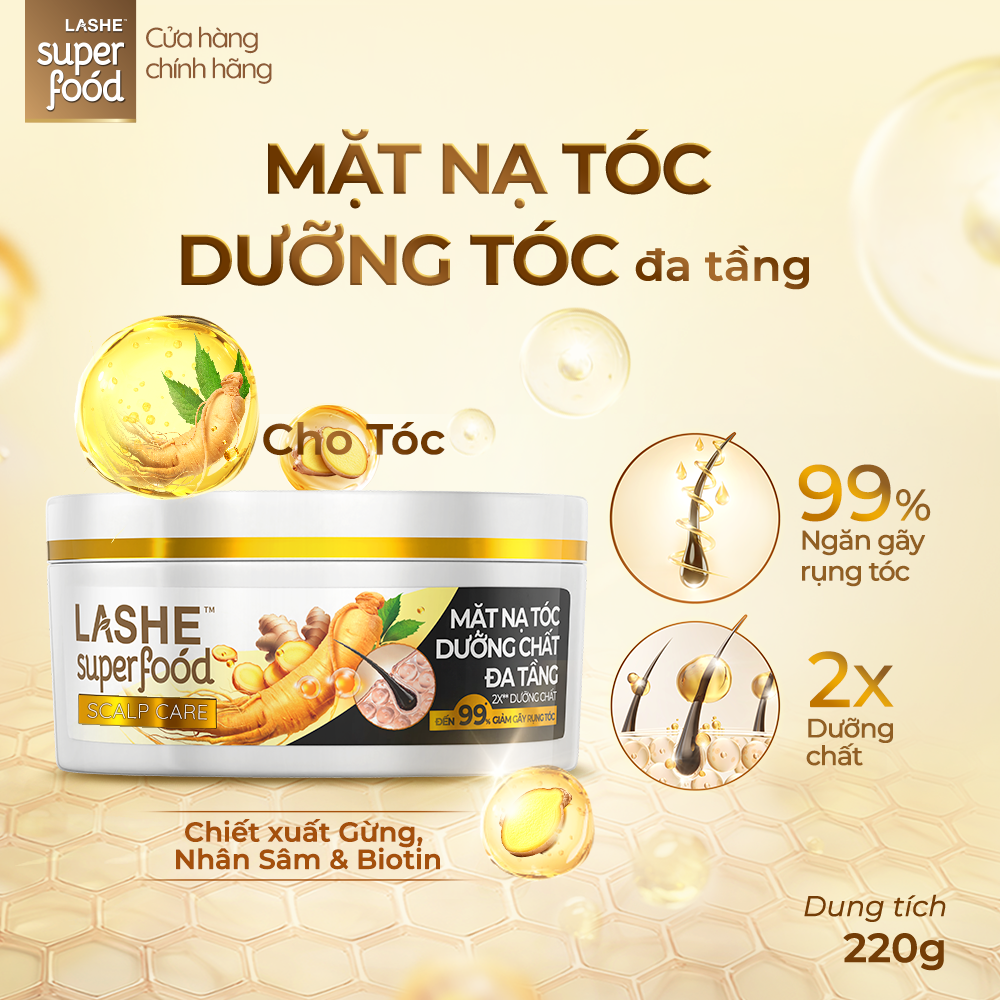 [MỚI RA MẮT] Mặt Nạ Tóc Dưỡng Chất Đa Tầng Lashe Superfood 220g Ngăn Gãy Rụng Tóc | Shopee Việt Nam