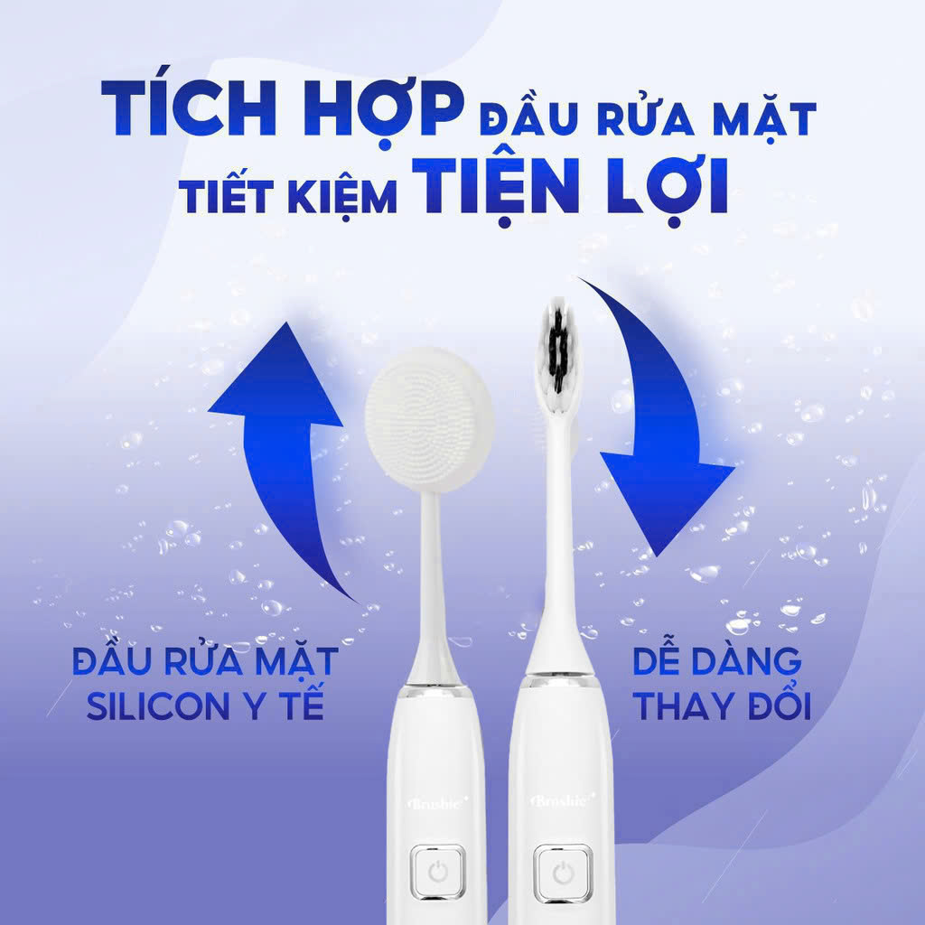Combo Bàn chải điện Brushie Ultra Plus và tăm nước 2 chiều Flossie Ultra chăm sóc răng miệng ...