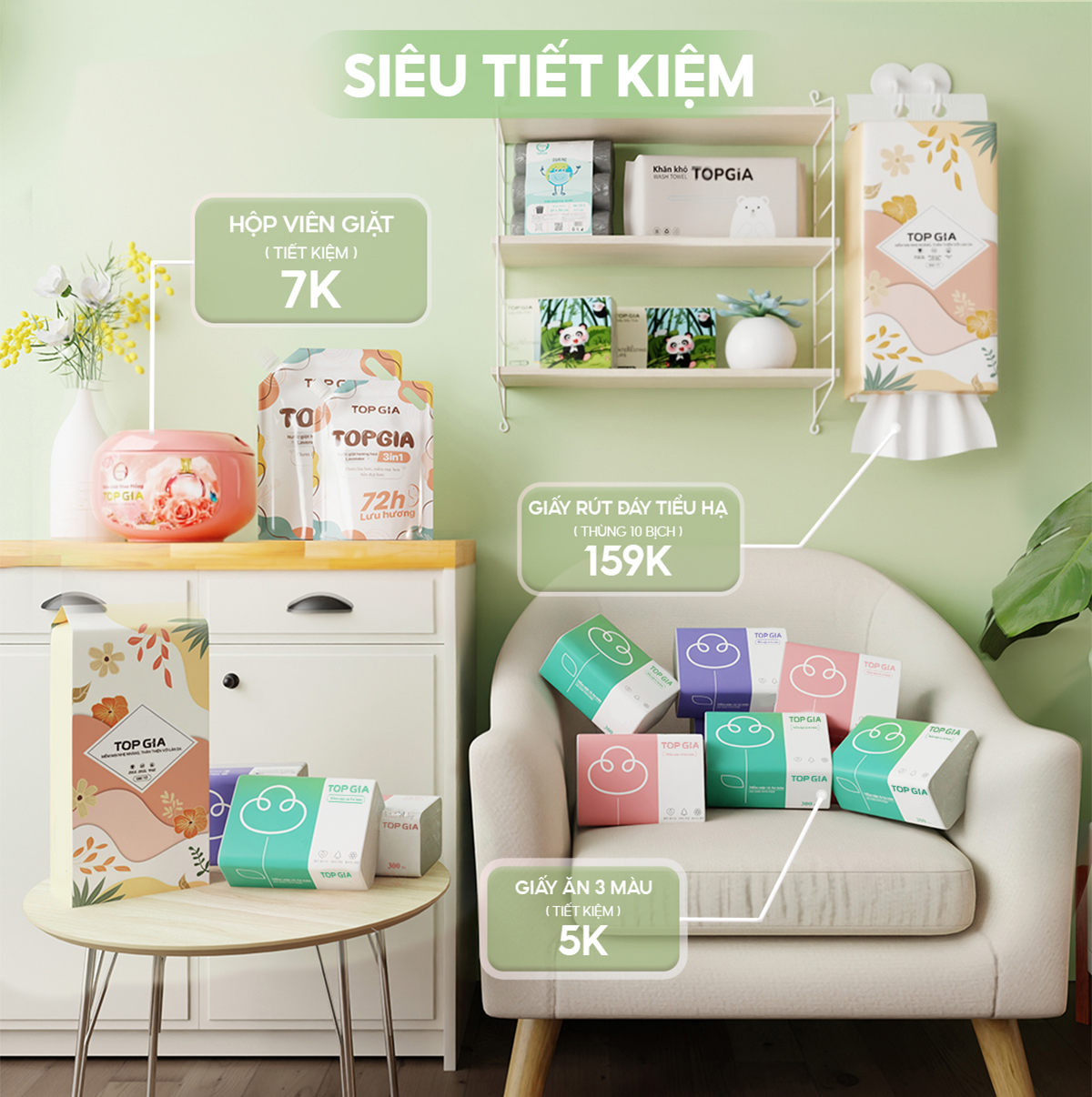 (PHIÊN BẢN MỚI) Giấy ăn gấu trúc Topgia thùng 30 gói 4 lớp cao cấp, mềm ...