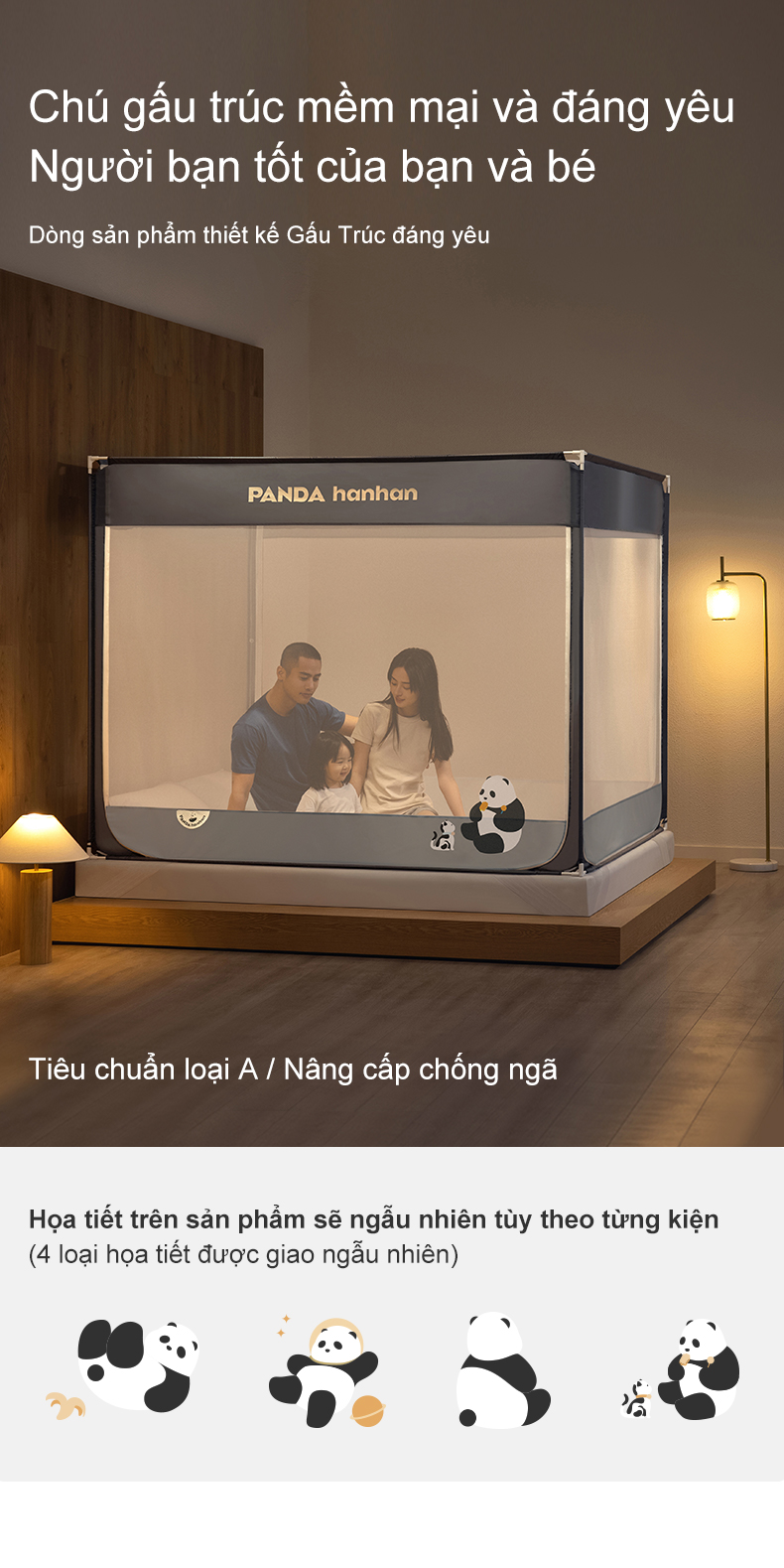 [PANDA] Mùng Chống Ngã Medoga - Hình In Panda | Mùng Khung Vuông ...