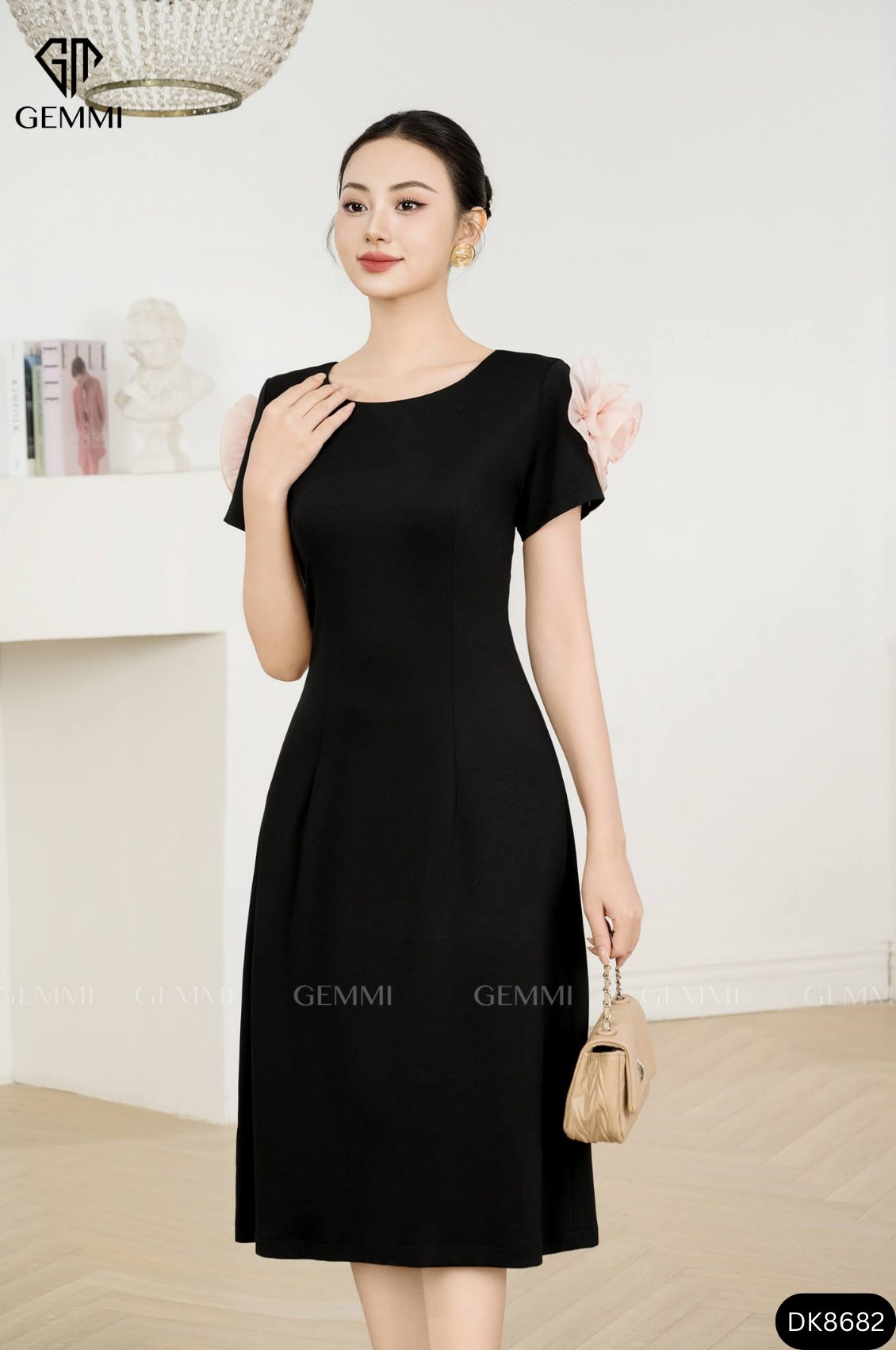 Đầm Xoè Thiết Kế Gemmi Phối Hoa Tay Thanh Lịch Sang Trọng DK8682 | Shopee Việt Nam