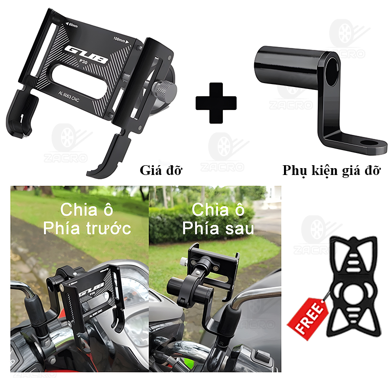 Giá đỡ điện thoại xe máy GUB P30 ZACRO nhôm nguyên khối, chống rung 360 ...