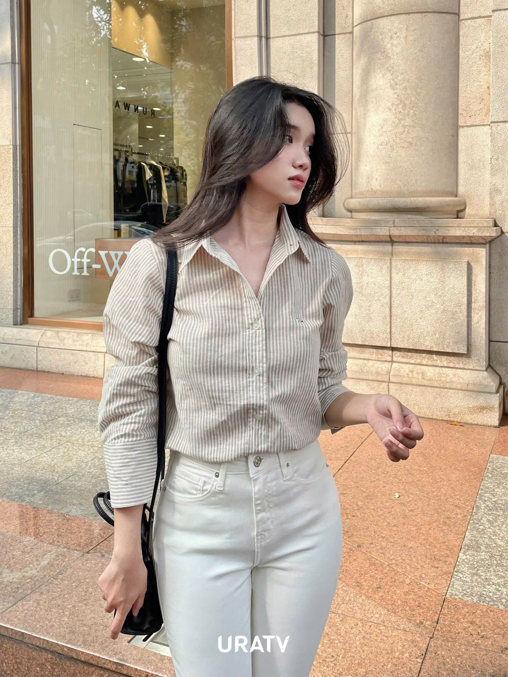 Áo sơ mi nữ tay dài dáng vừa người thêu logo TM285 URATV | Shopee Việt Nam