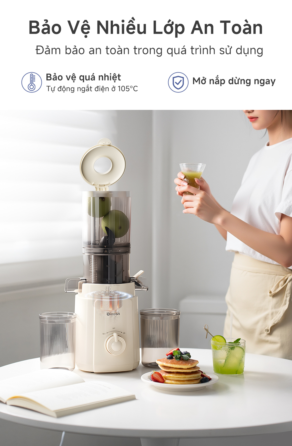 Simplus Máy Ép Chậm Cổng Nạp Lớn 113mm Dung Tích 1.2L Ép Xoắn Ốc Tháo Rời Dễ Vệ Sinh ZZJH010 ...