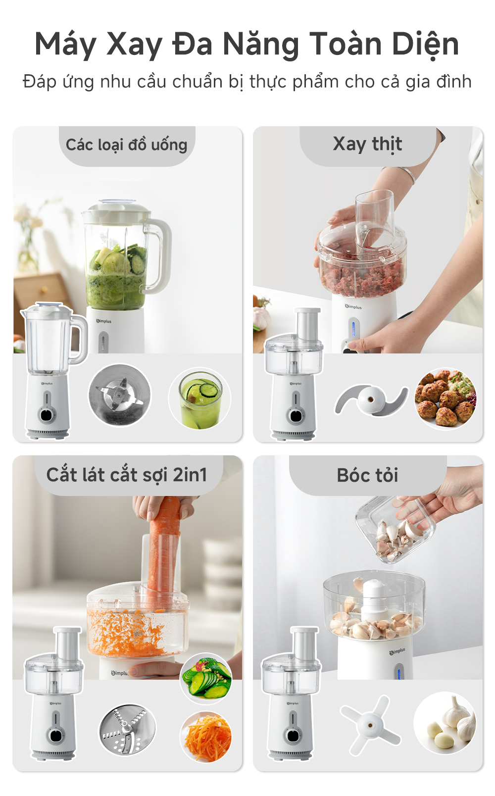 Simplus Máy Xay Đa Năng 5 Trong 1 Cối Xay Trái Cây 1.25L Cối Cắt Lát 1L ...