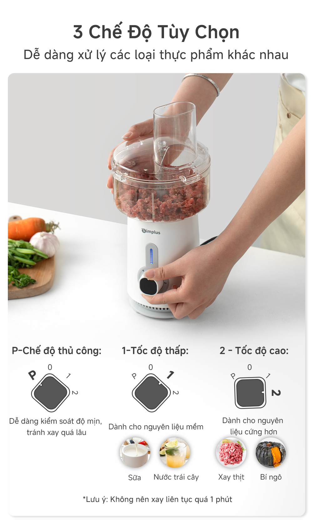 Simplus Máy Xay Đa Năng 5 Trong 1 Cối Xay Trái Cây 1.25L Cối Cắt Lát 1L ...