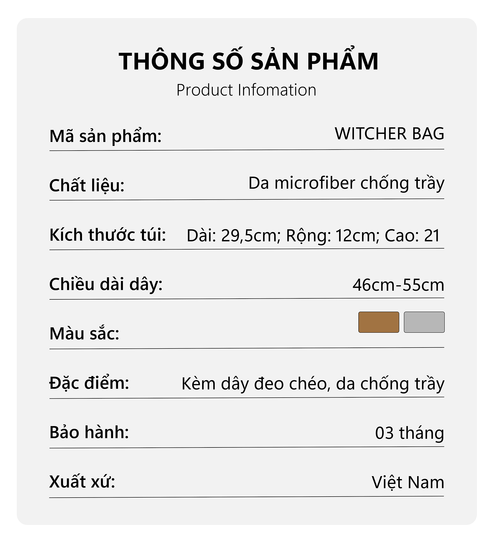 Túi xách thiết kế Witcher Bag PARAMI, túi da cao cấp đứng form, có dây ...